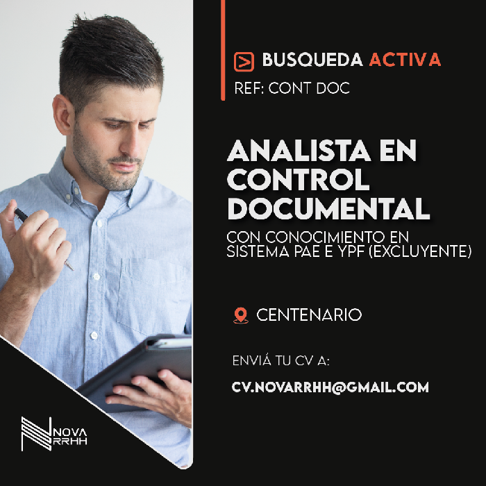 ANALISTA EN CONTROL DOCUMENTAL :: Nova RRHH